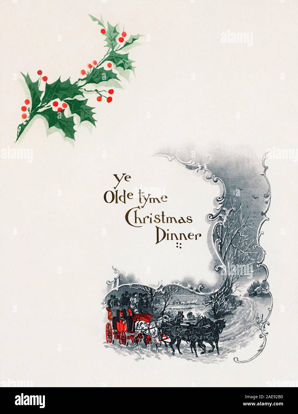 vintage christmas themed illustration Stock Photo - Alamy