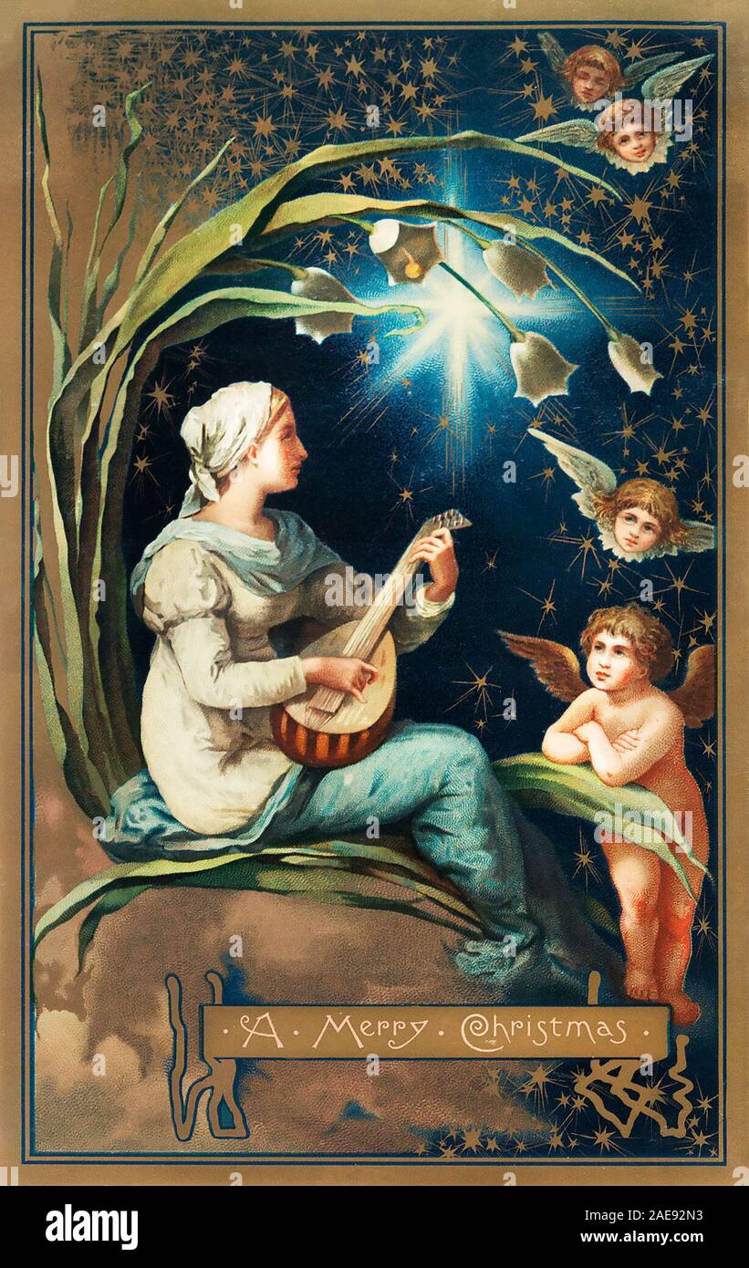 vintage christmas themed illustration Stock Photo - Alamy