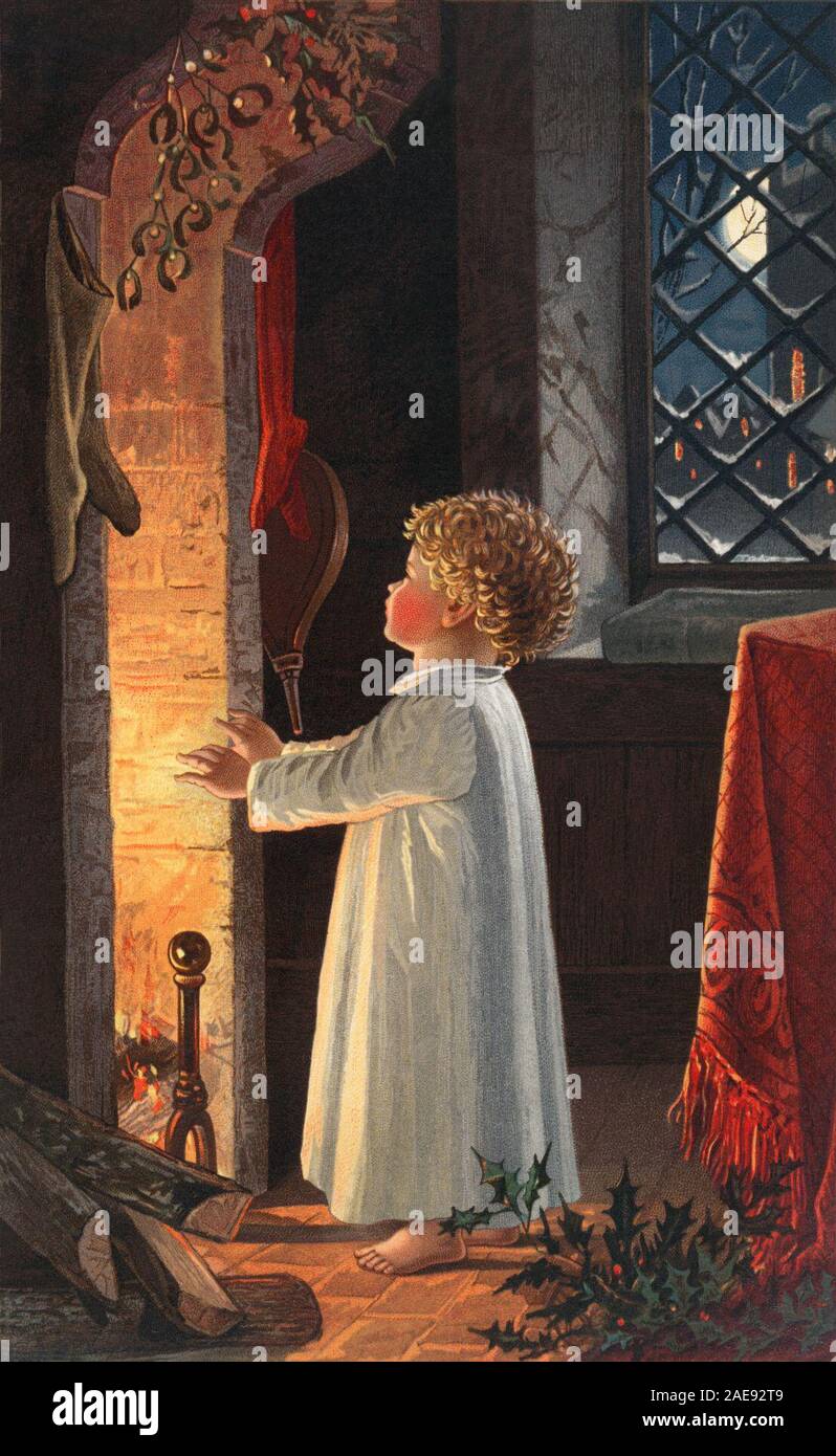 vintage christmas themed illustration Stock Photo - Alamy