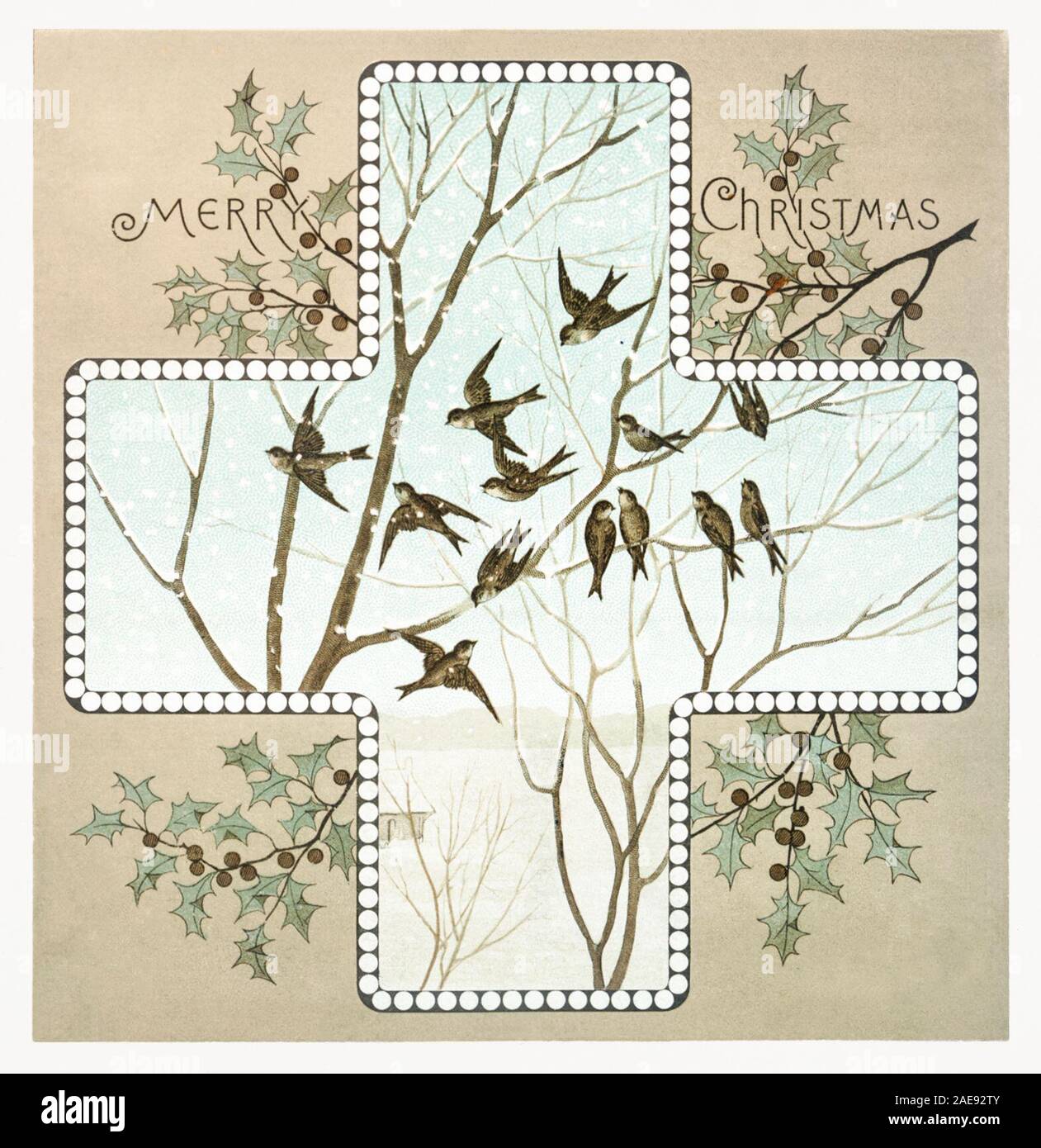 vintage Christmas themed illustration art Stock Photo - Alamy