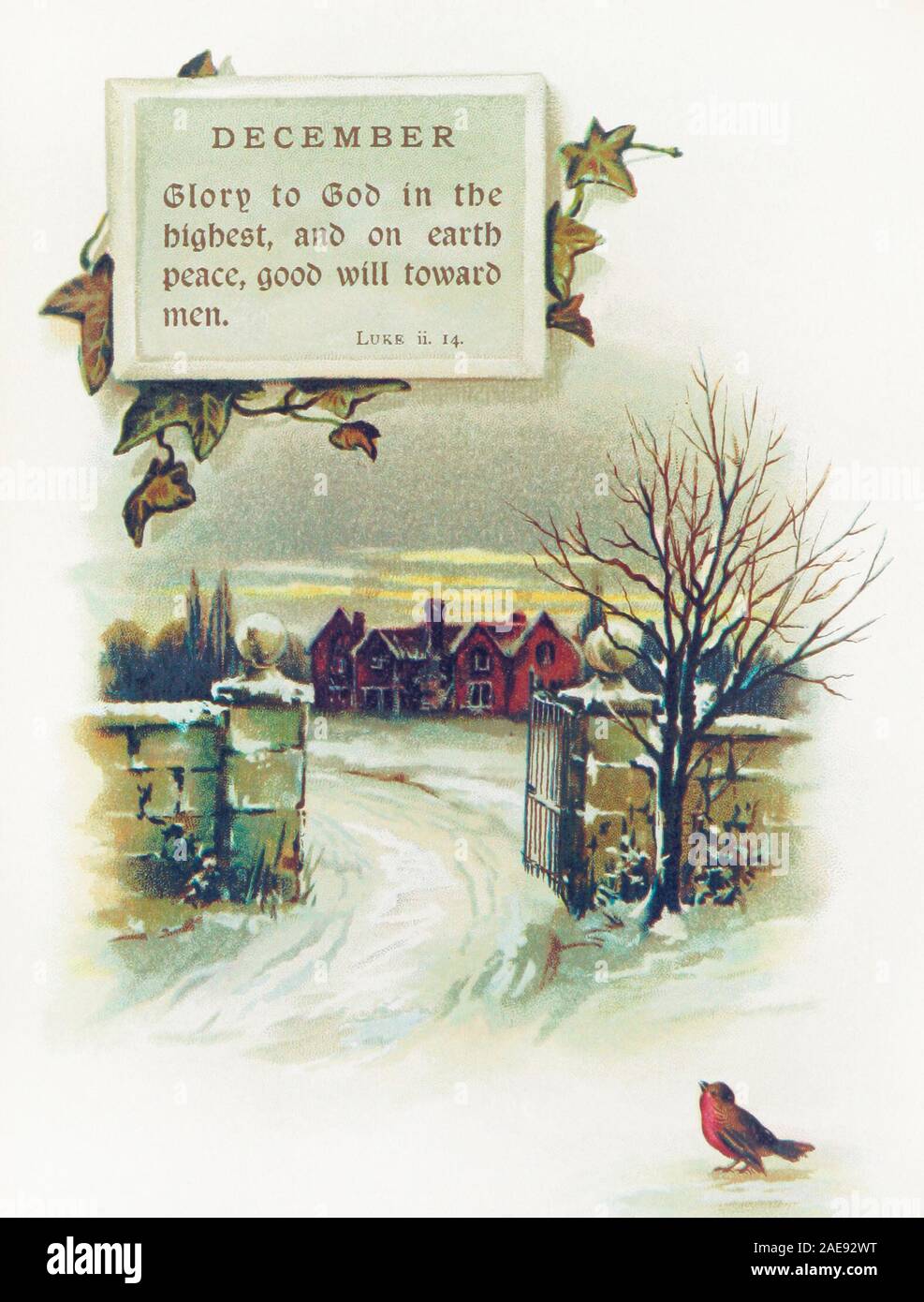 vintage christmas themed illustration Stock Photo - Alamy