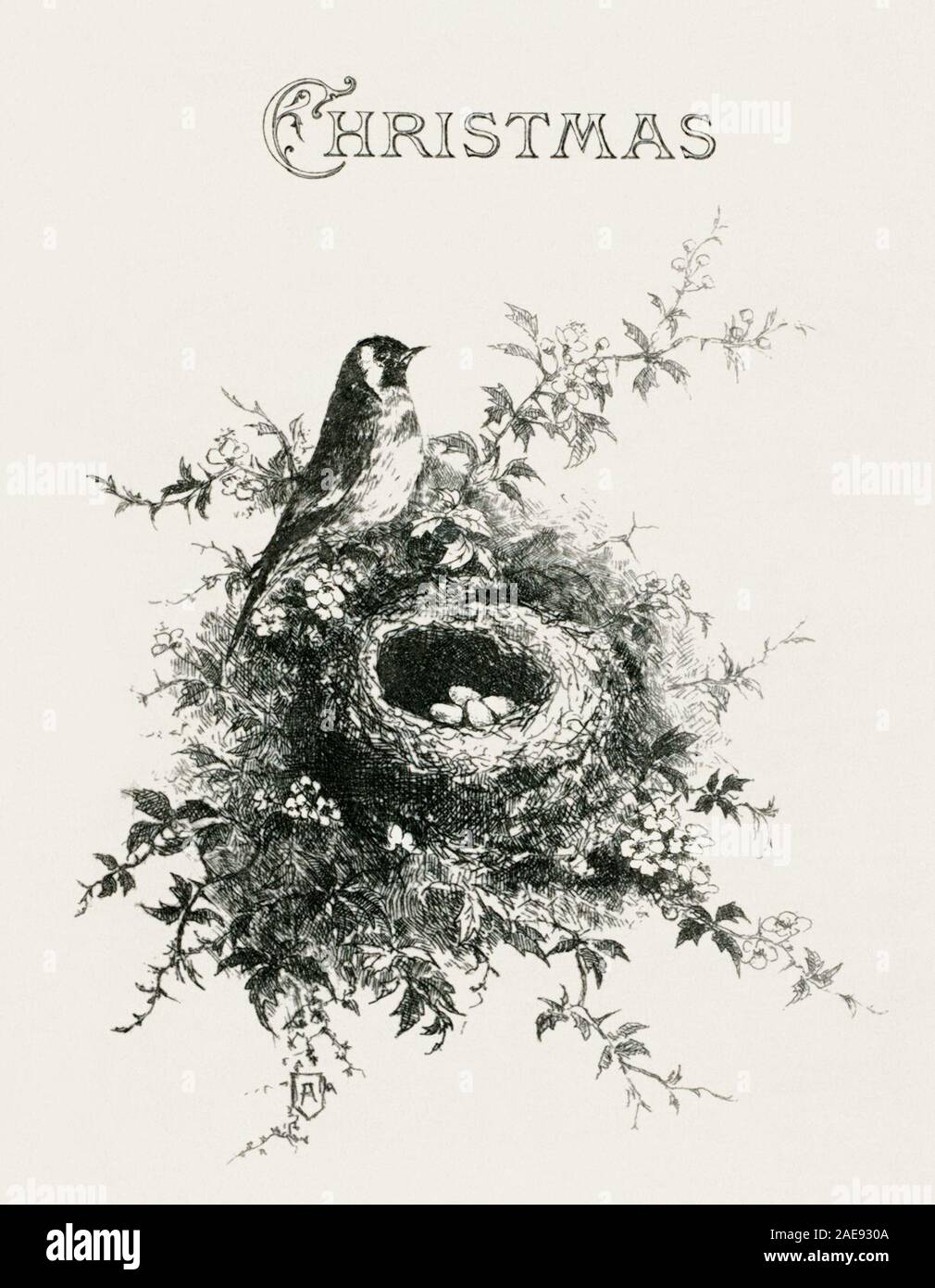 vintage christmas themed illustration Stock Photo - Alamy