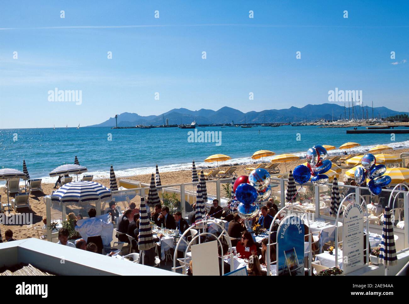 Business Lunch on the beach, Cannes, France Stock Photo - Alamy