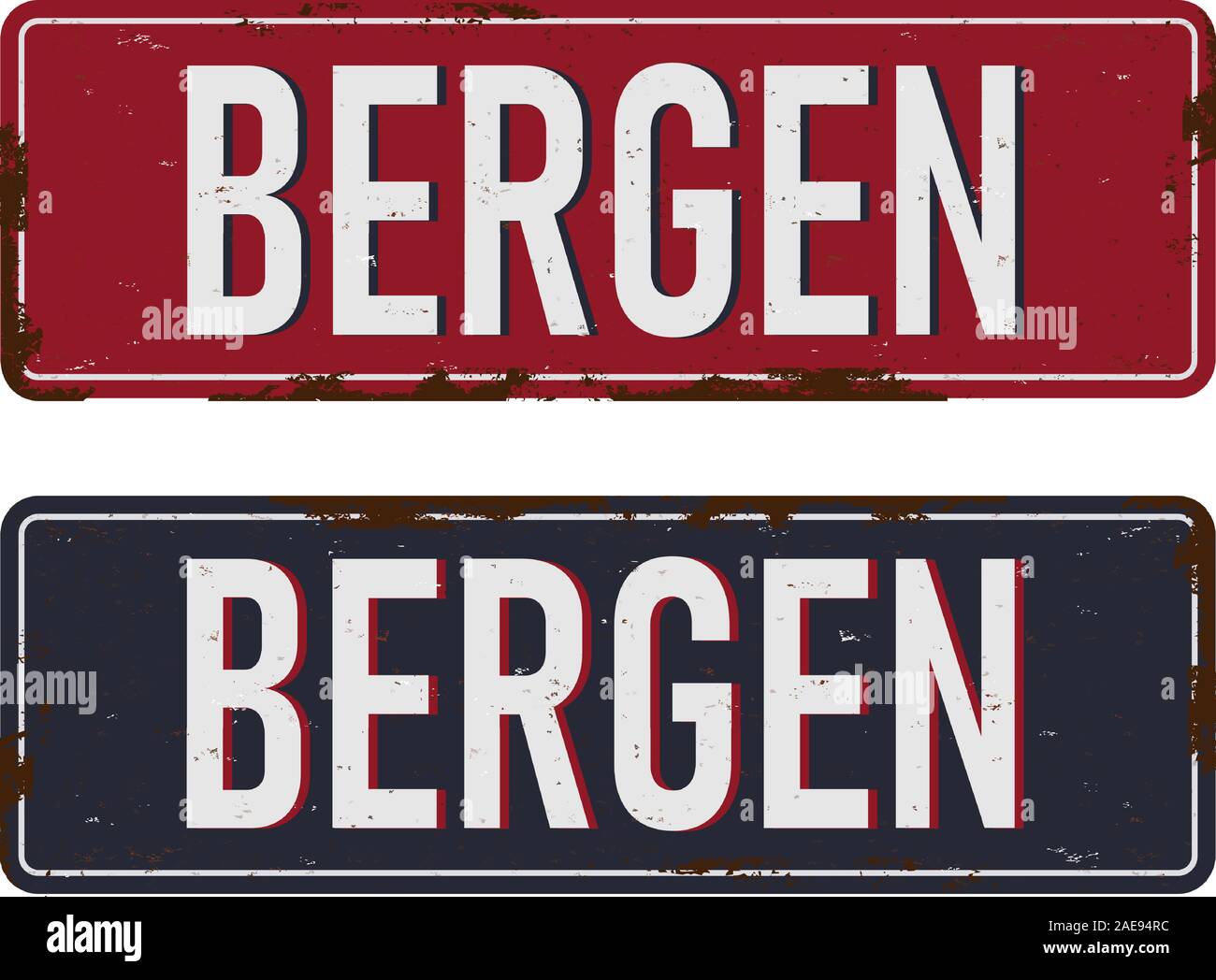 Bergen Vintage sign tourist attractions in Norway Stock Vector Image ...