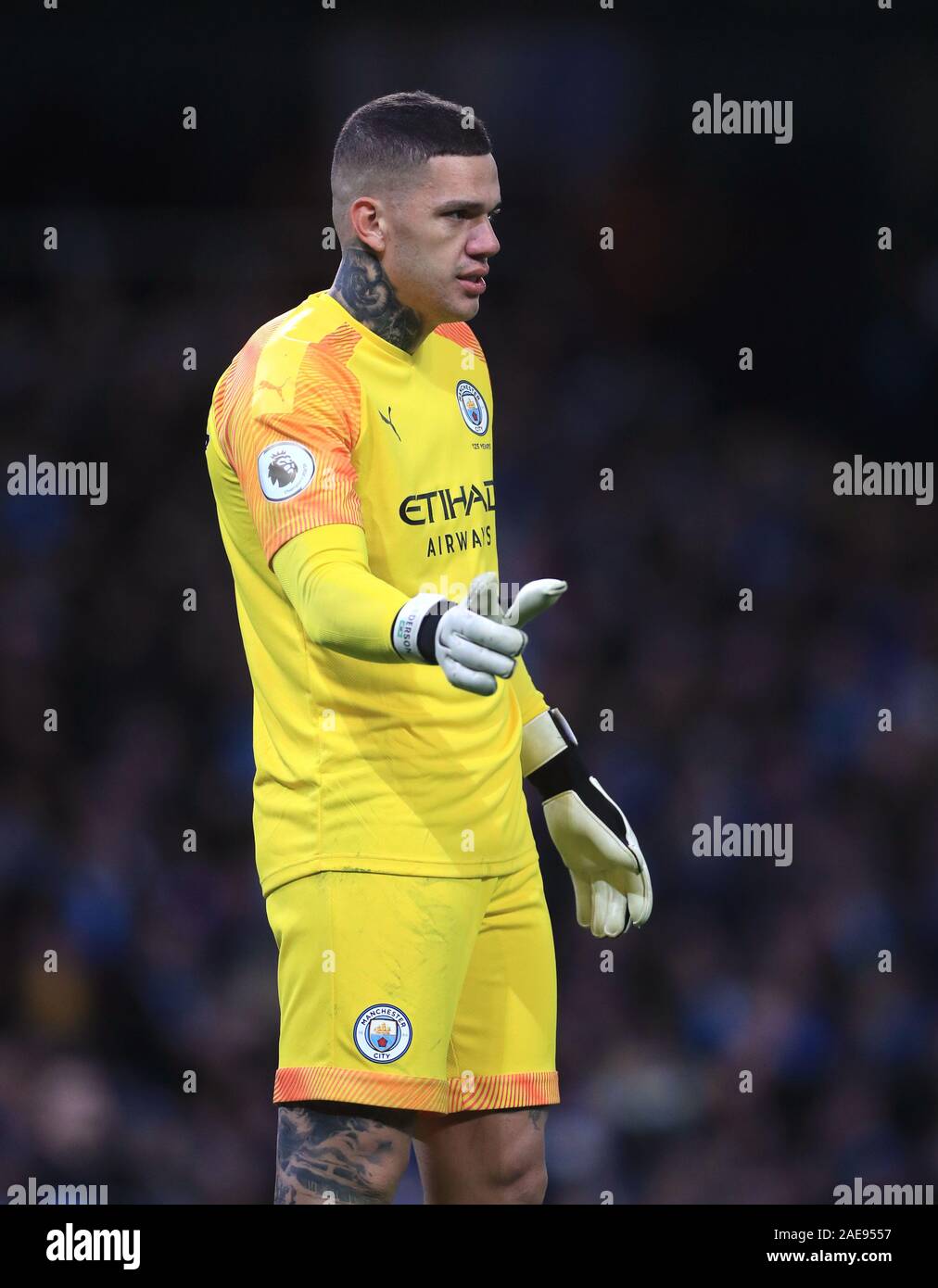 Manchester City goalkeeper Ederson during the Premier League match at ...