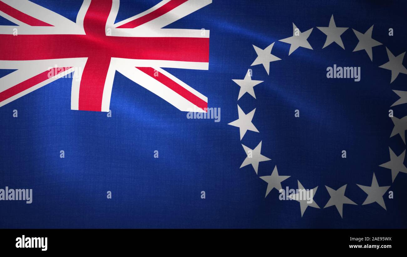 Cook Islands flag waving with the wind, 3D illustration Stock Photo - Alamy