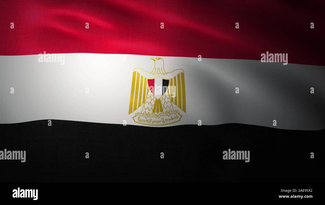 Egypt flag waving with the wind, 3D illustration Stock Photo - Alamy