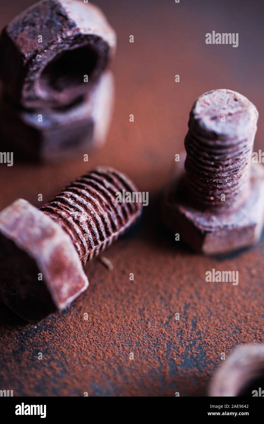 Chocolate bolts and nuts Stock Photo - Alamy