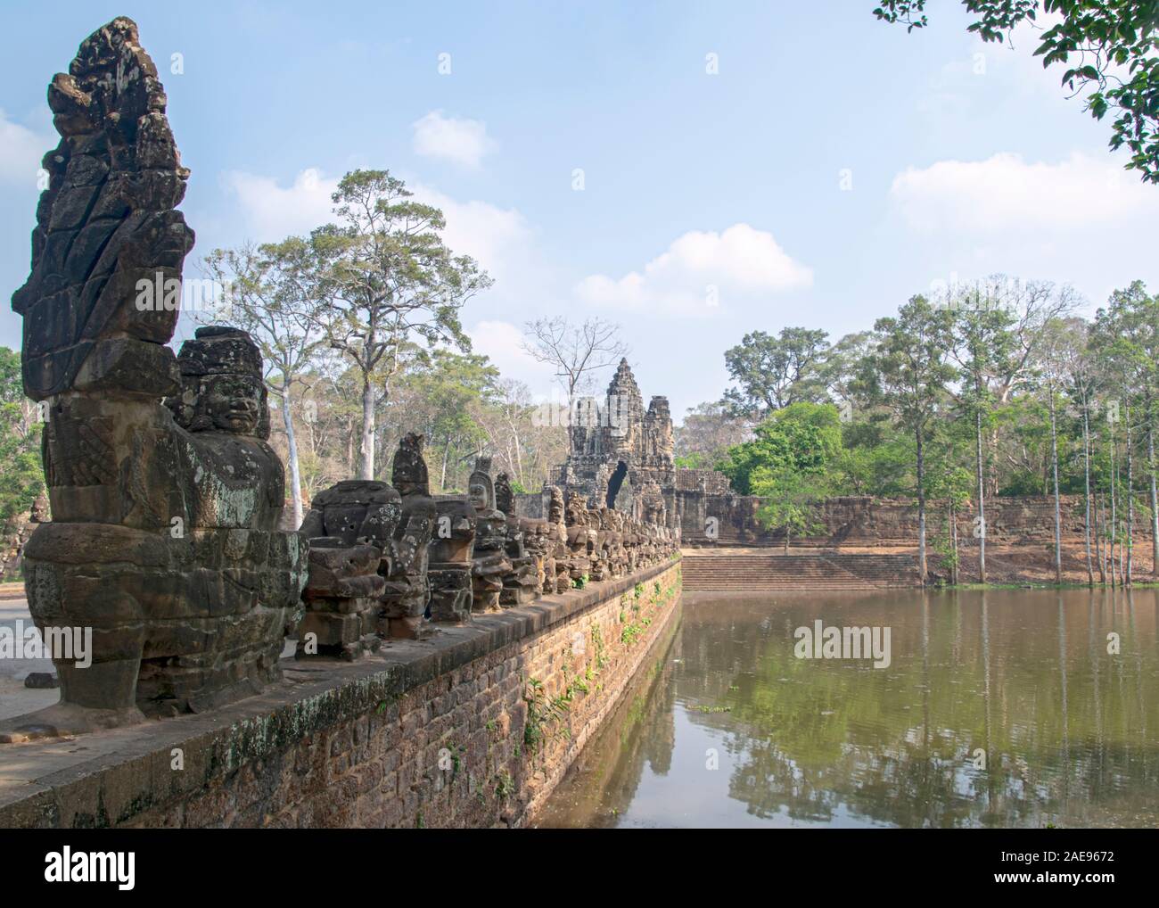 Angkor Wat Temple Cambodia - March 2018: Stone Asura at bridge leading ...