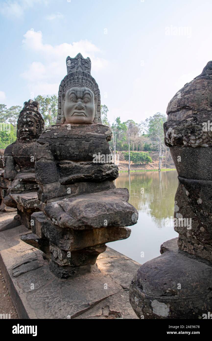 Angkor Wat Temple Cambodia - March 2018: Stone Asura at bridge leading ...