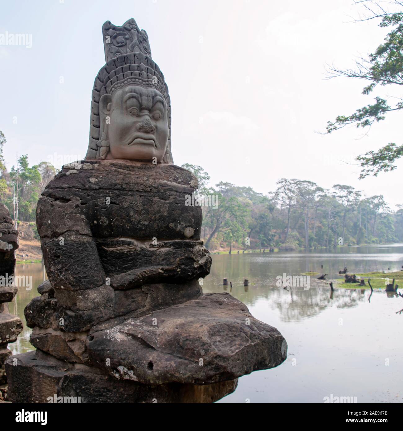 Angkor Wat Temple Cambodia - March 2018: Stone Asura at bridge leading ...