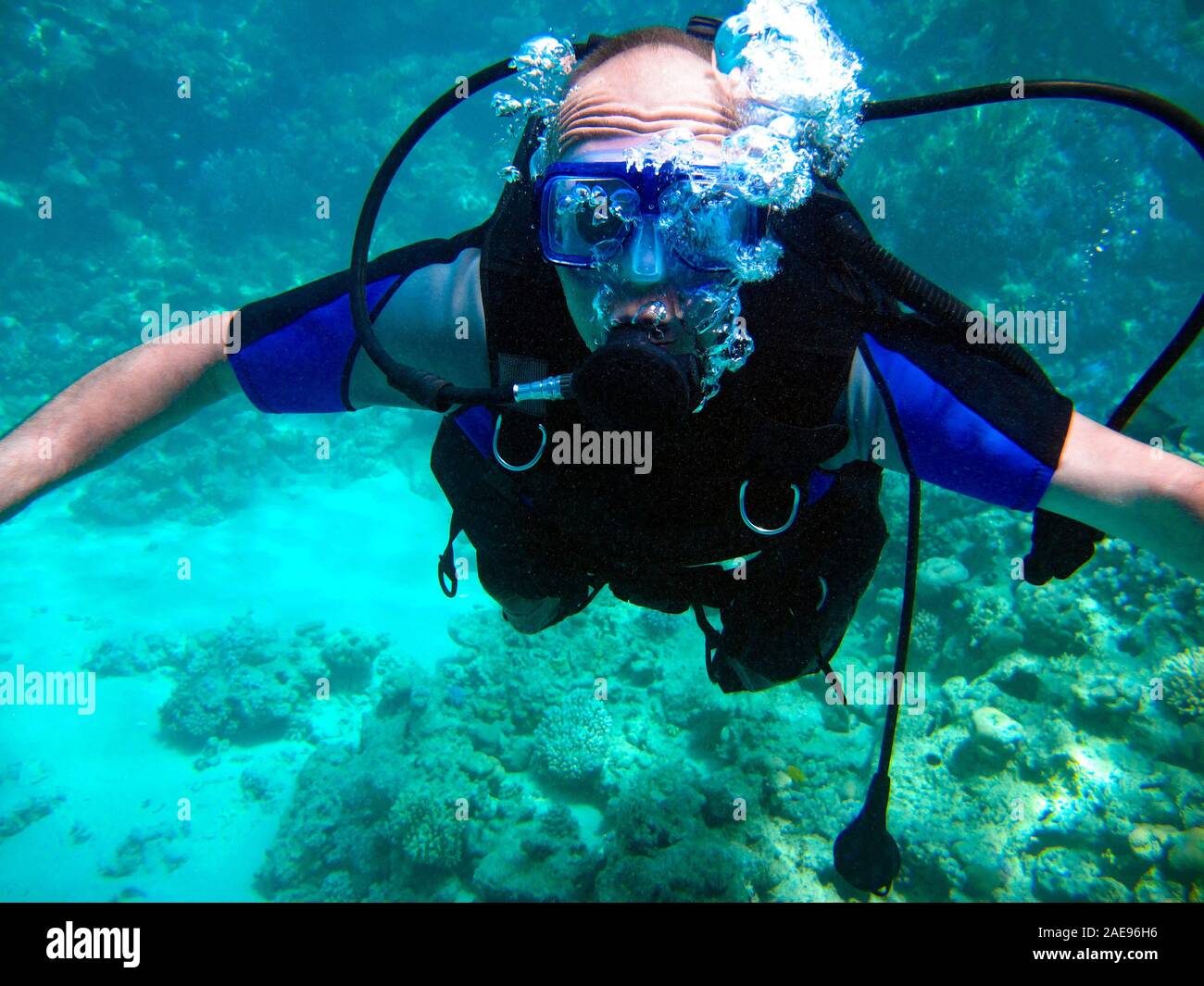 Man scuba diver and beautiful colorful coral reef underwater Stock ...