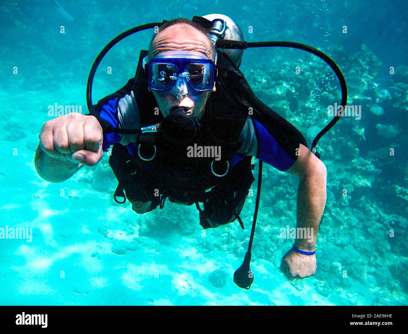 Man scuba diver and beautiful colorful coral reef underwater Stock ...
