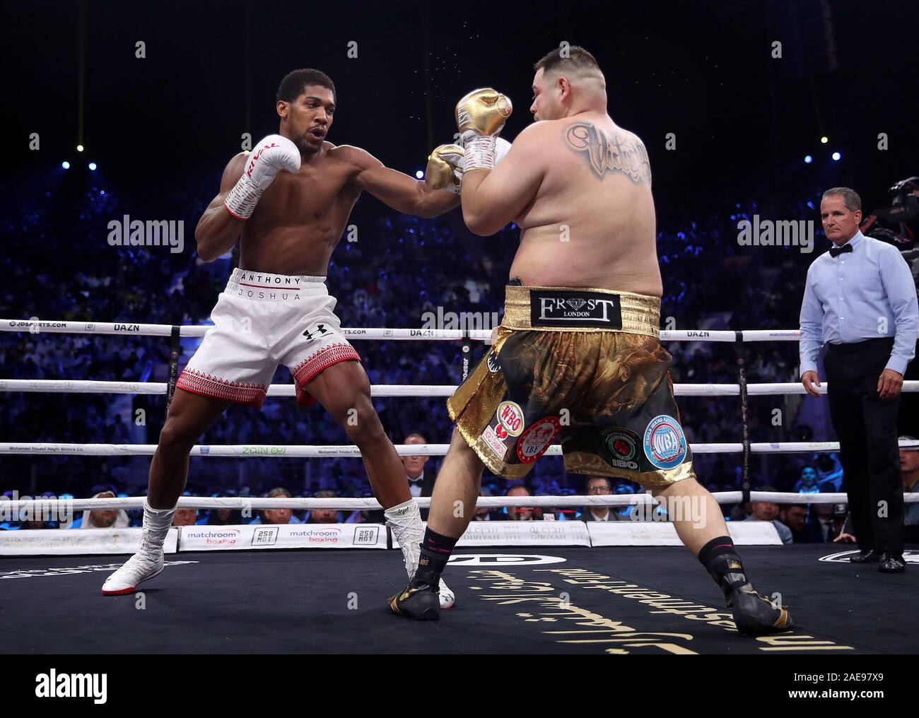 Anthony Joshua (left) his fight against Andy Ruiz Jr. in their IBF, WBA ...