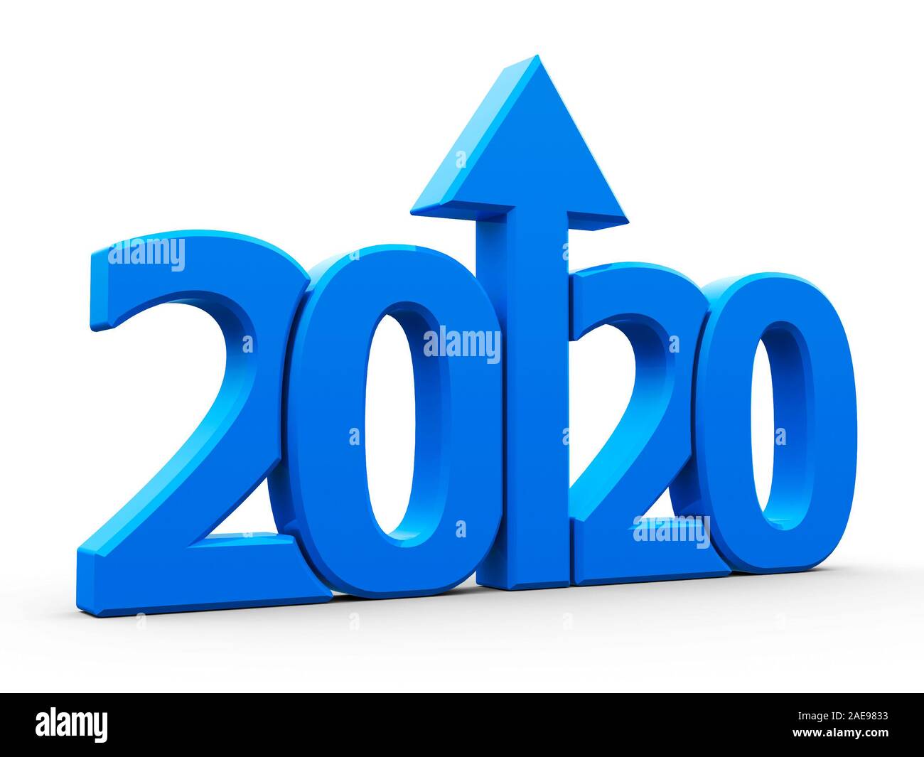 Blue 2020 with arrow up isolated on white background, represents growth ...