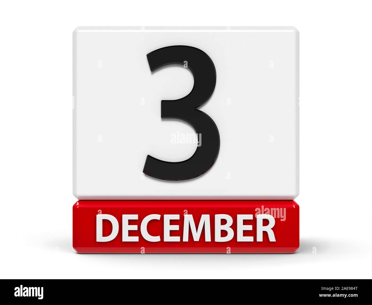 Red and white calendar icon from cubes - The Third of December - on a ...