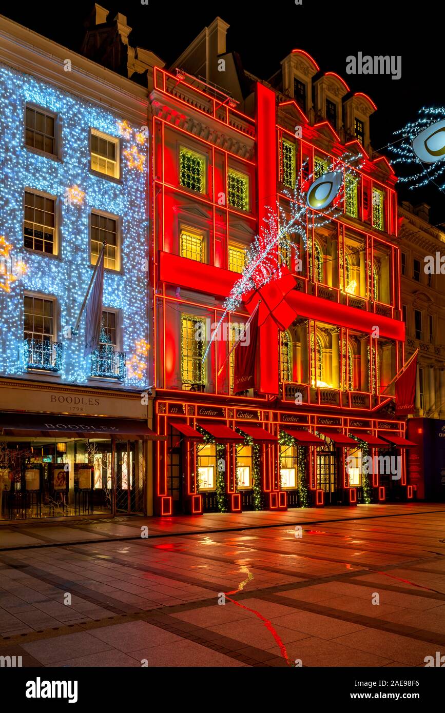 LONDON, UK - DECEMBER, 07 2019: Cartier flagship store on New Bond ...