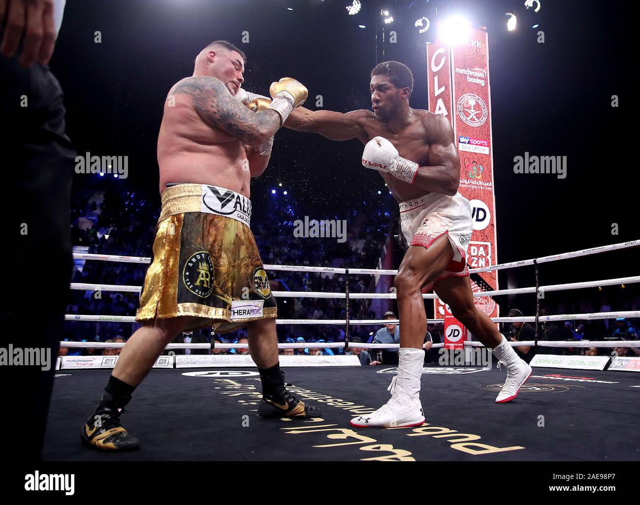 Andy Ruiz Jr. (left) in his fight against Anthony Joshua in their IBF ...
