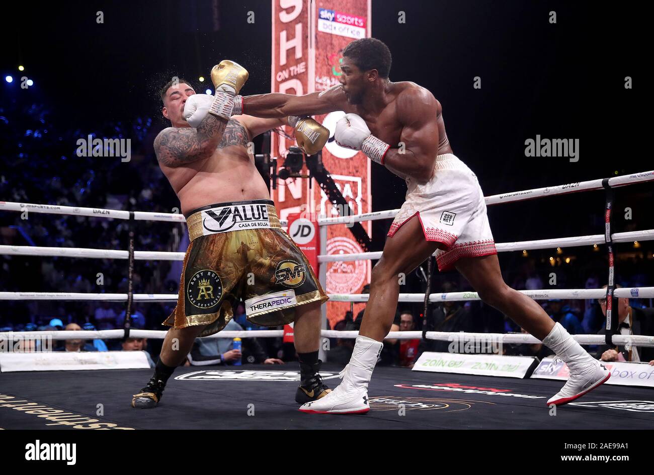 Andy Ruiz Jr. (left) in his fight against Anthony Joshua in their IBF ...