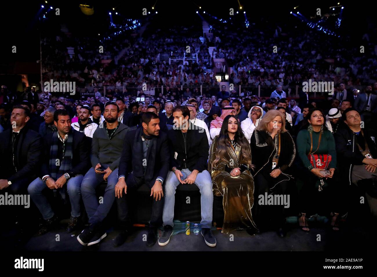 Boxing fans on the front row at the Diriyah Arena, Diriyah, Saudi ...