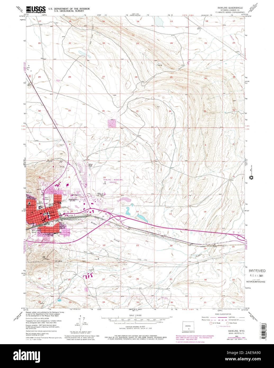 Map of rawlins hi-res stock photography and images - Alamy