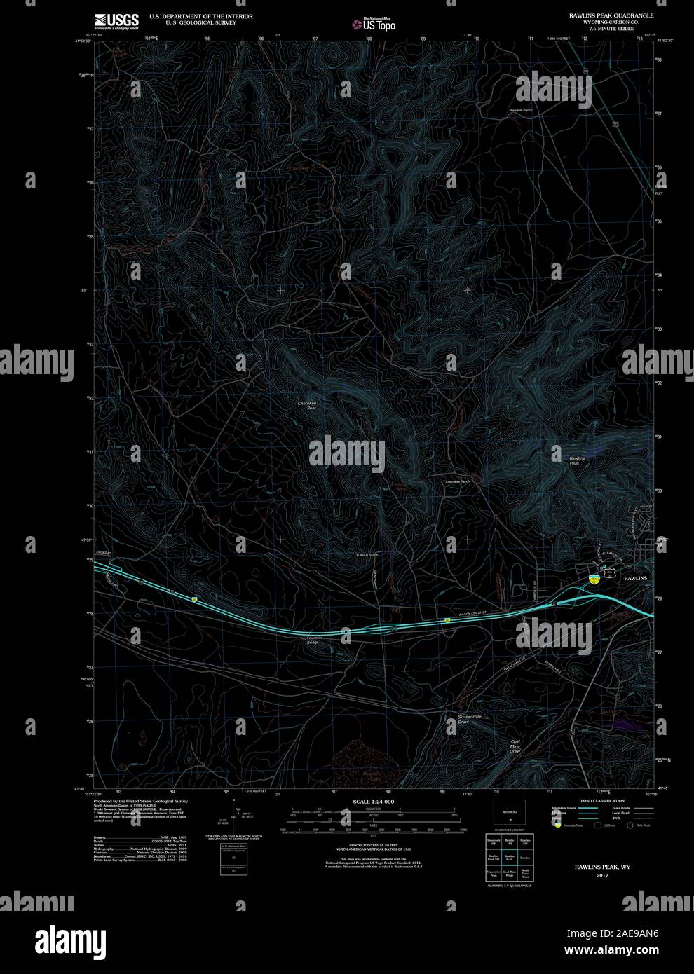 Map of rawlins hi-res stock photography and images - Alamy