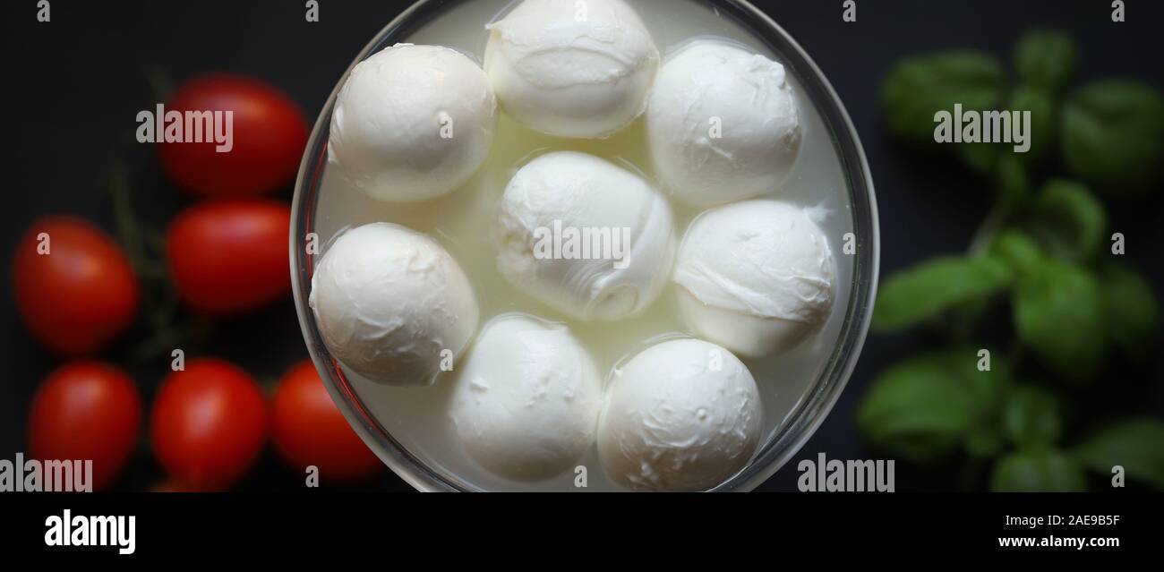 Buffalo mozzarella cheese with basil leaves - fresh ingredients for ...