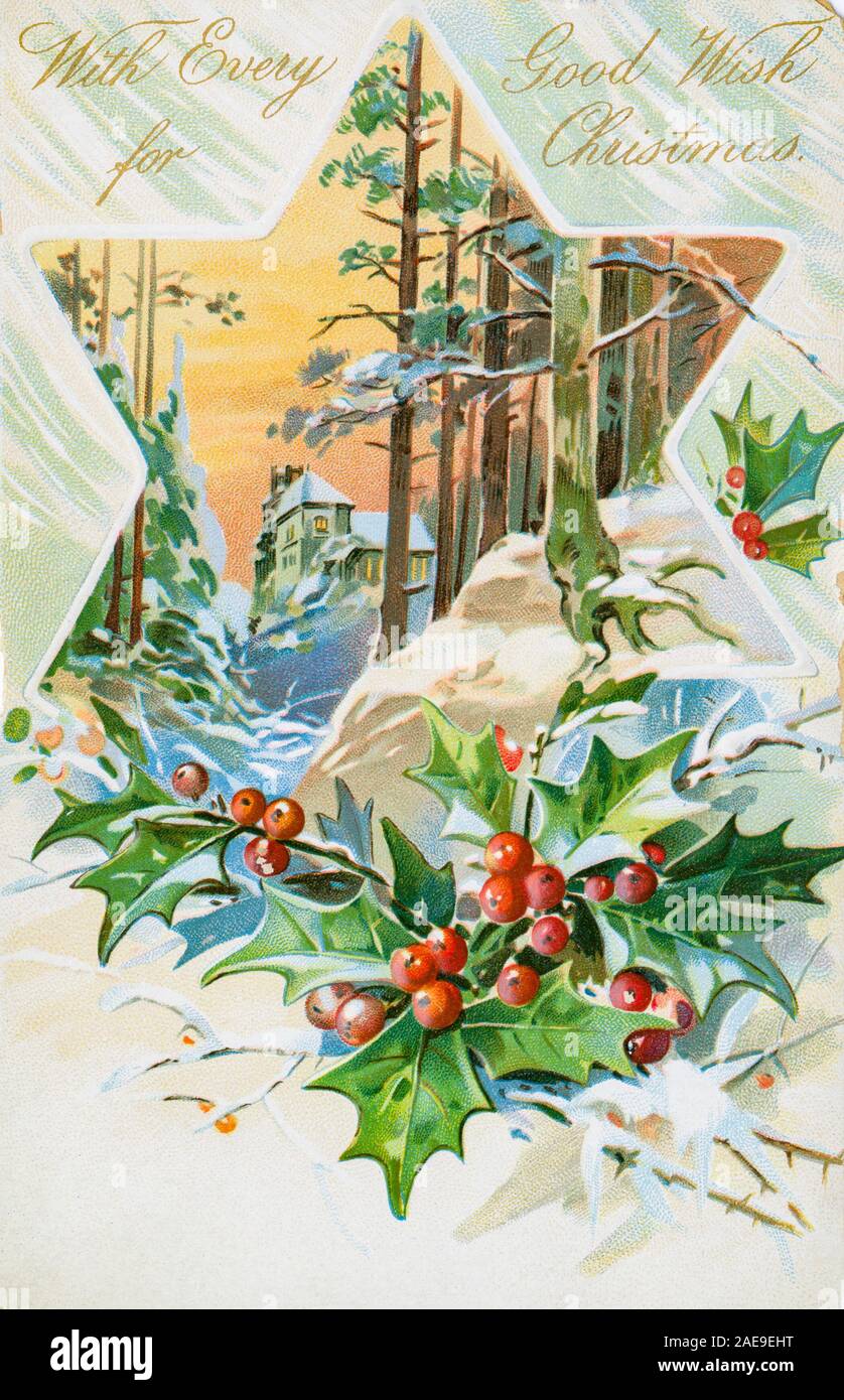 vintage Christmas themed illustration art Stock Photo - Alamy