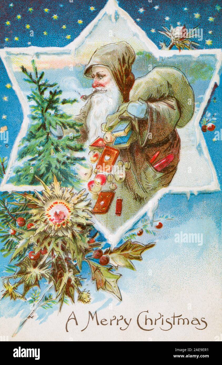 vintage Christmas themed illustration art Stock Photo - Alamy