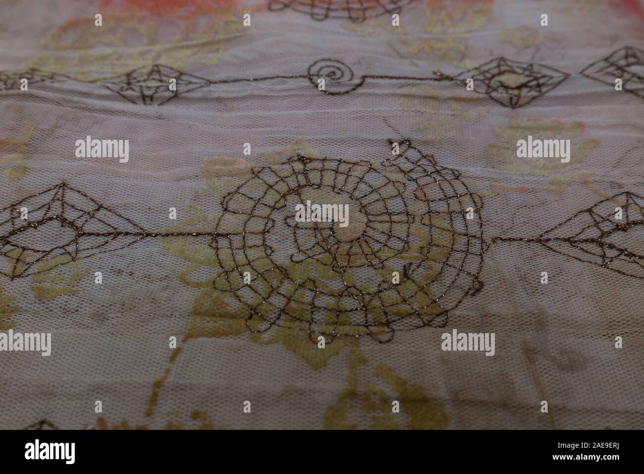 Beautiful closeup of fabric with mysterious pattern and textile texture ...