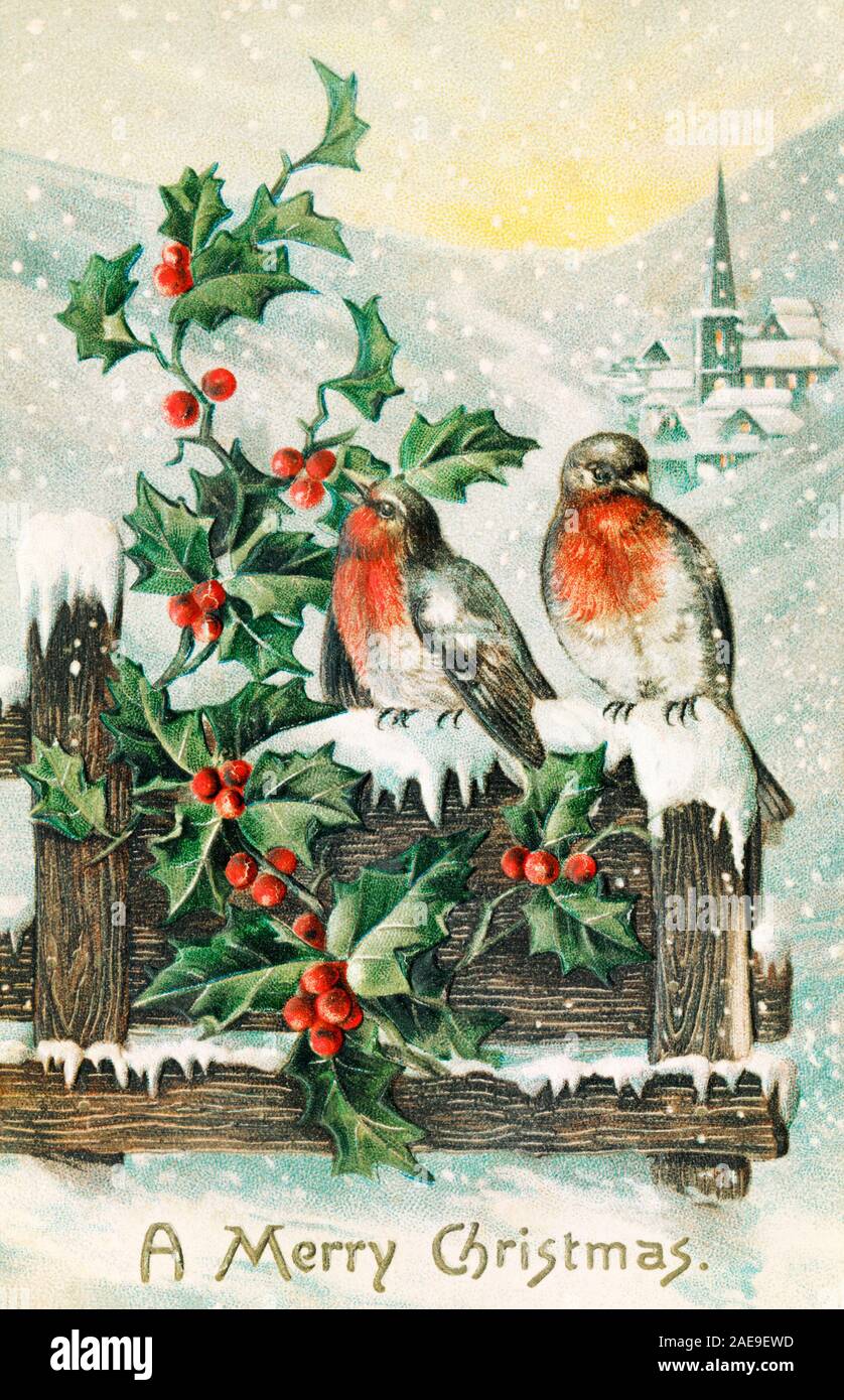 vintage Christmas themed illustration art Stock Photo - Alamy