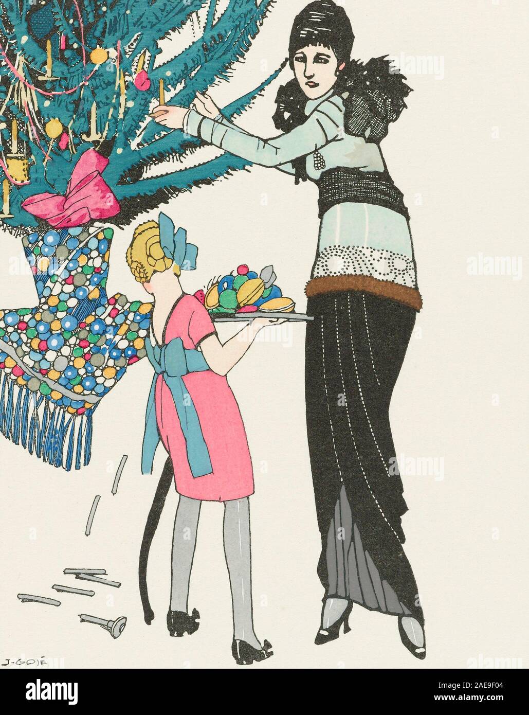 vintage christmas themed illustration Stock Photo - Alamy