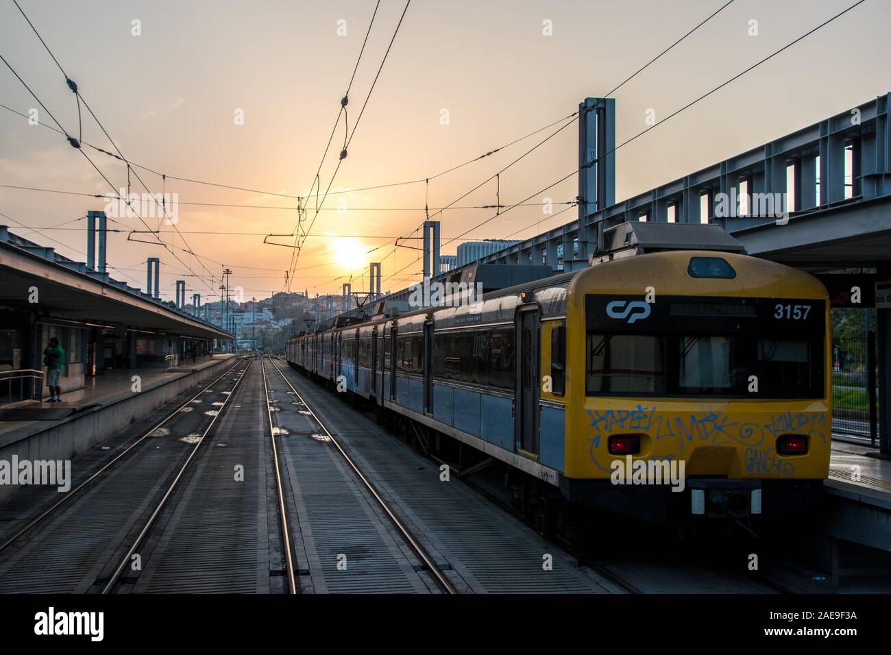 Commuter train sunset hi-res stock photography and images - Alamy