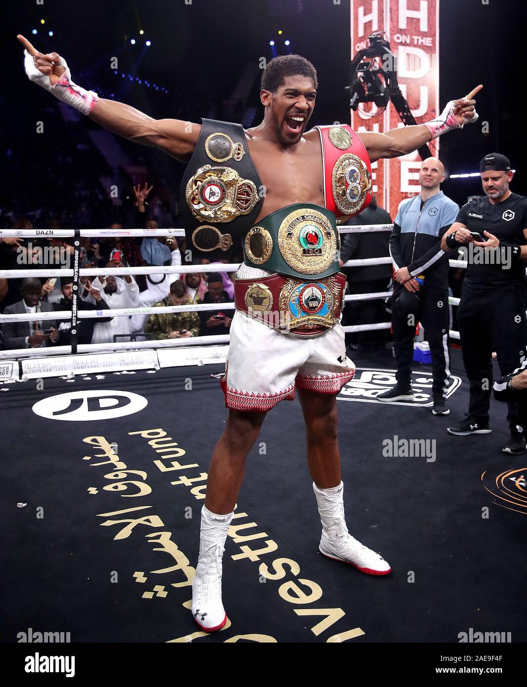 Anthony Joshua after reclaiming the IBF, WBA, WBO & IBO World ...