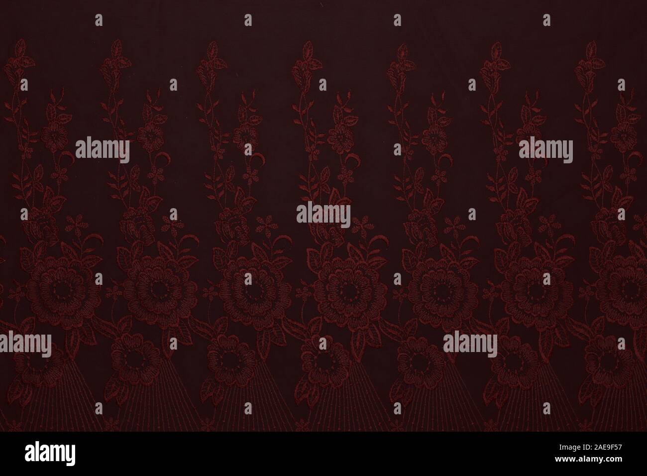 Beautiful red fabric with floral pattern and textile texture background ...