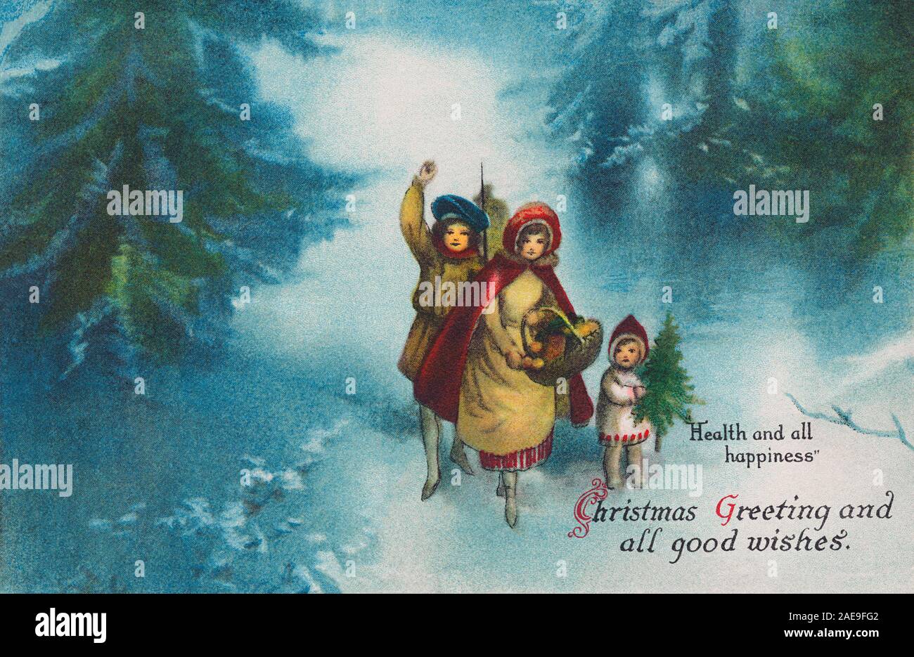 vintage christmas themed illustration Stock Photo - Alamy