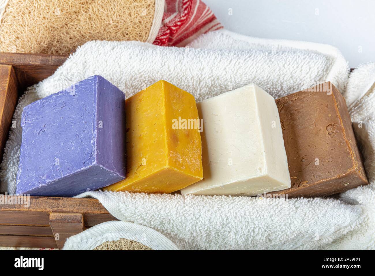 Three natural handmade soap. Beautiful soaps made from Lavender, Coffee ...