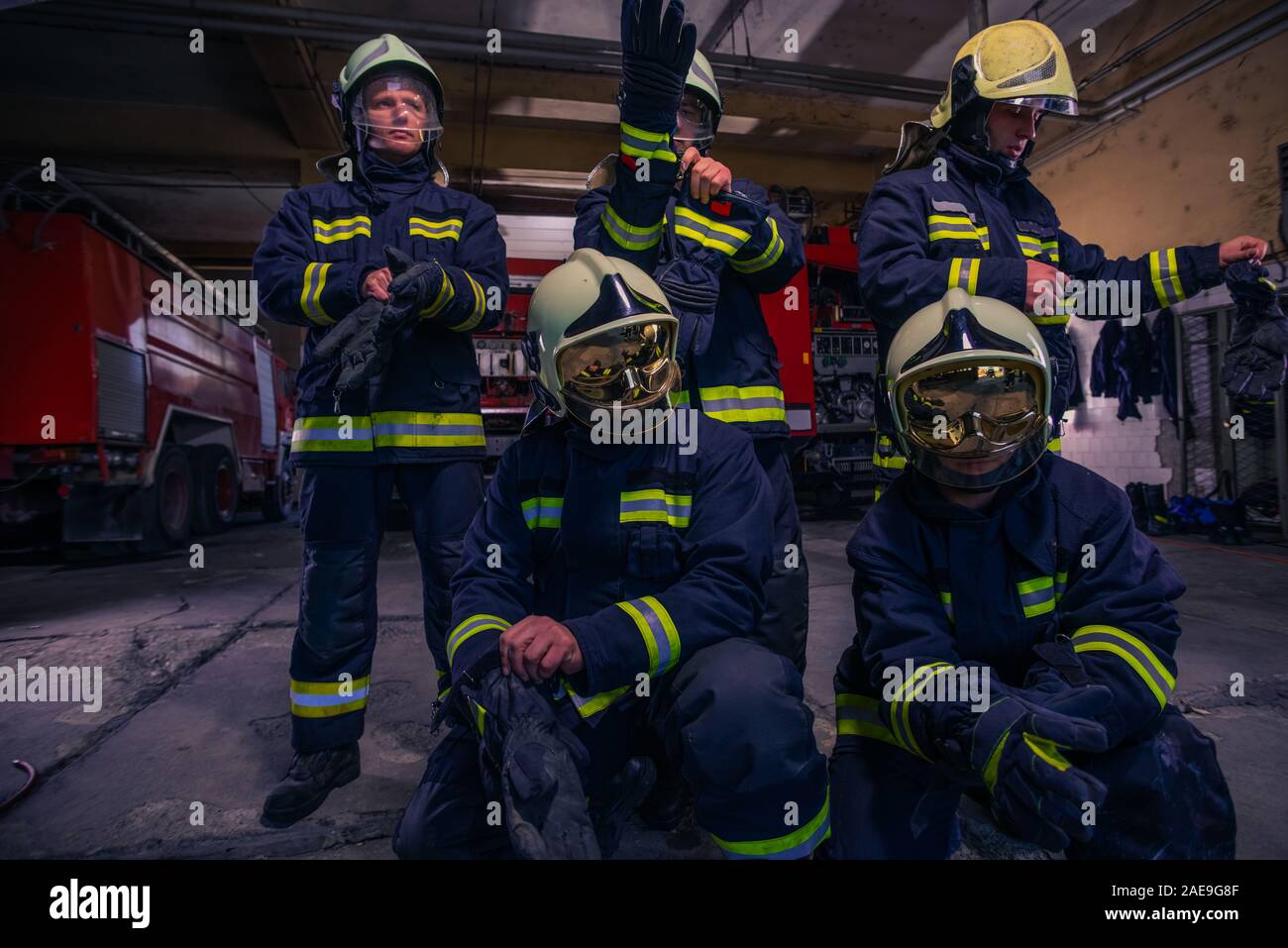 Group portrait firefighters fire engine hi-res stock photography and ...