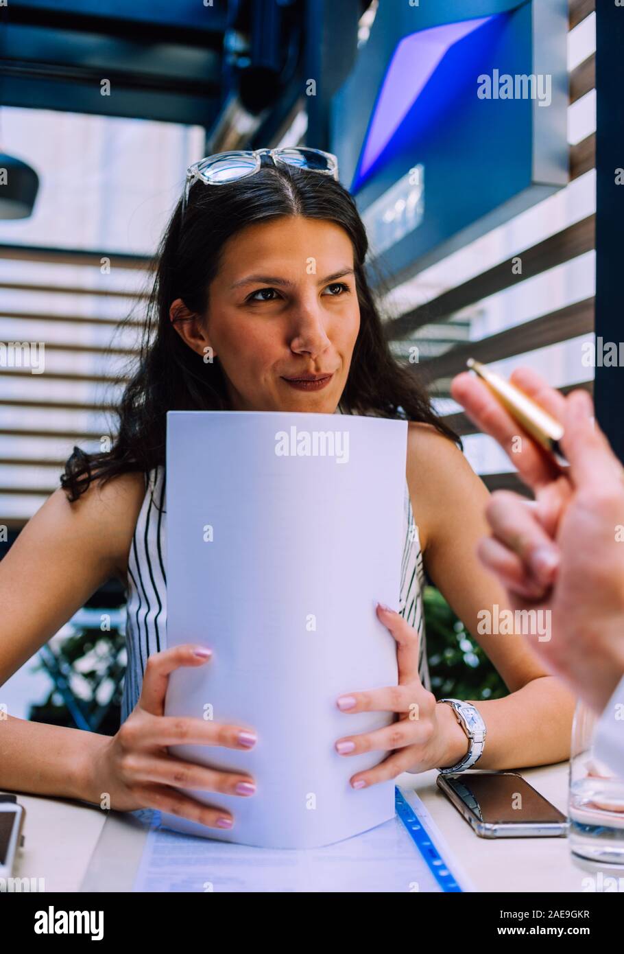 Happy Successful Businesswoman Taking A Break To Drink A Mug Of Coffee