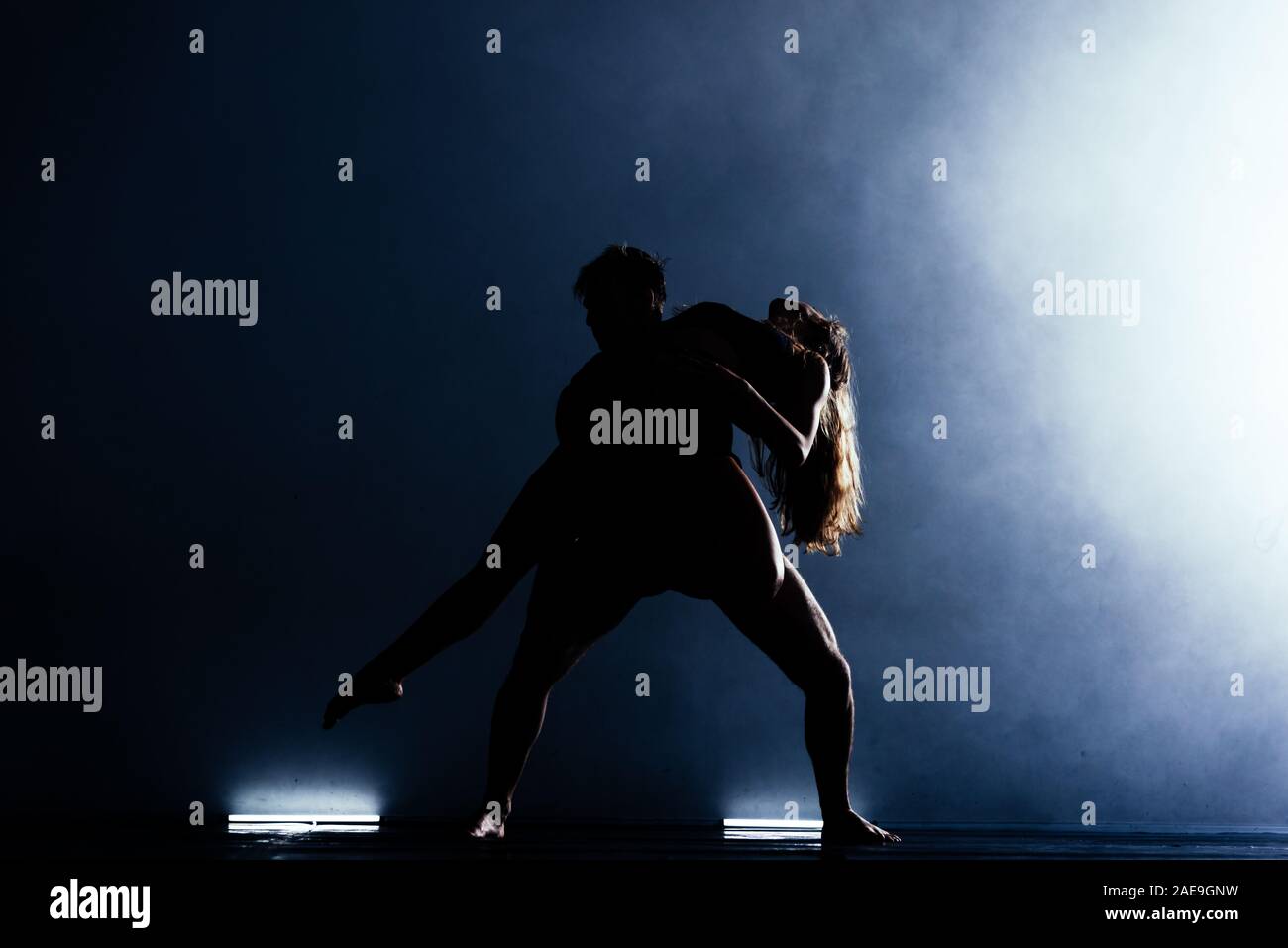 Ballet performed by a pair of dance artists wearing black tights Stock ...