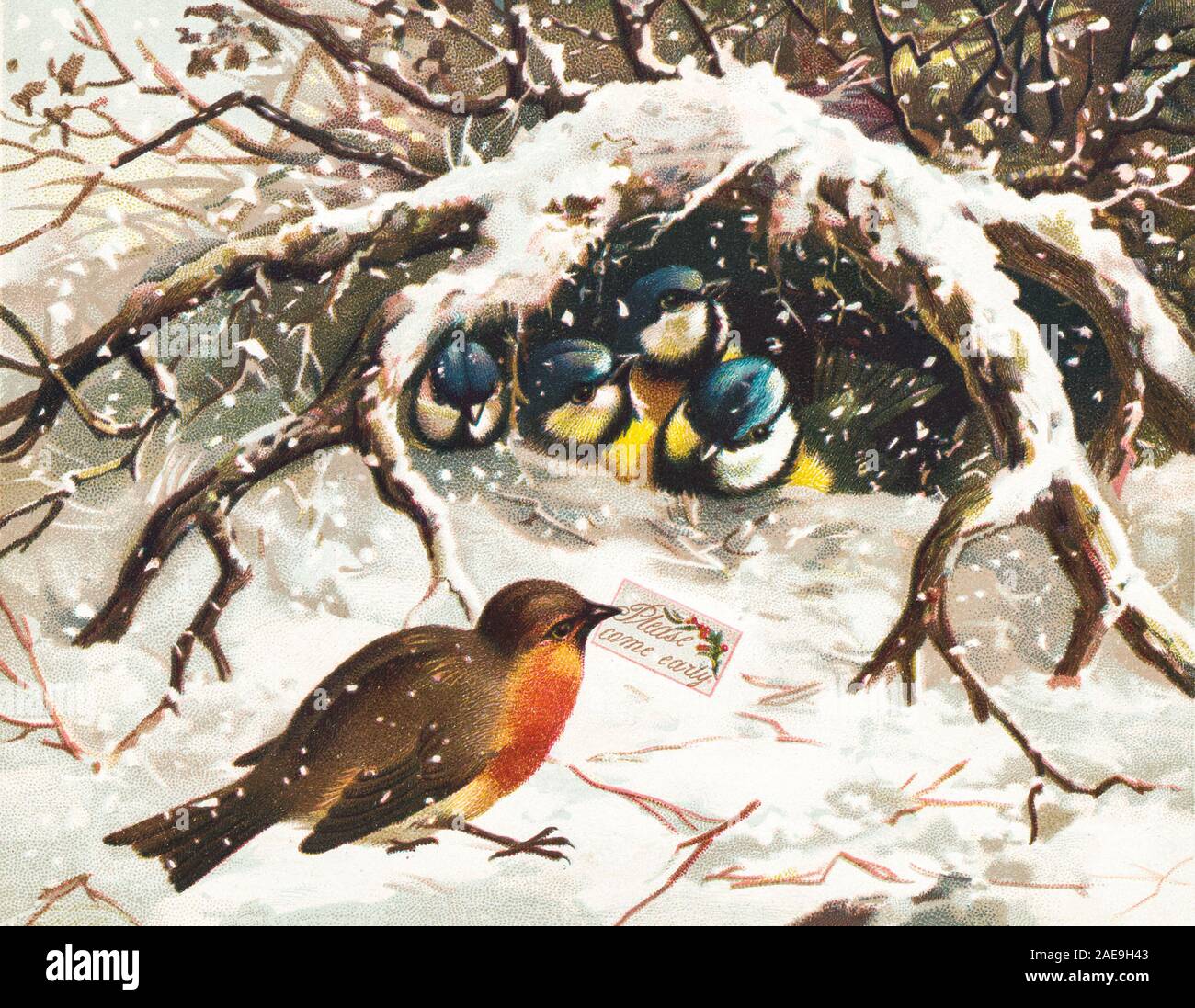 vintage Christmas themed illustration art Stock Photo - Alamy