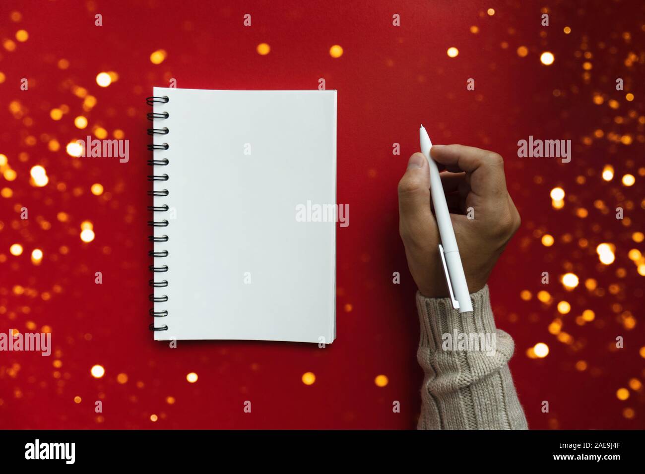 Man writes his plans, view from top Stock Photo - Alamy