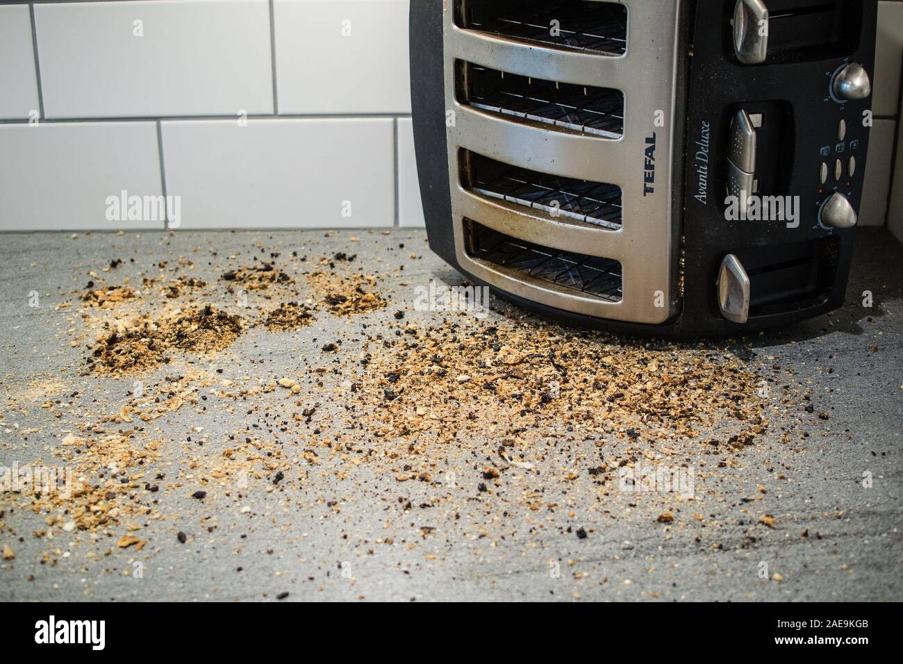 Crumbs from overturned toaster Stock Photo - Alamy