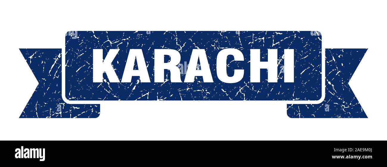 Karachi ribbon. Blue Karachi grunge band sign Stock Vector Image & Art ...