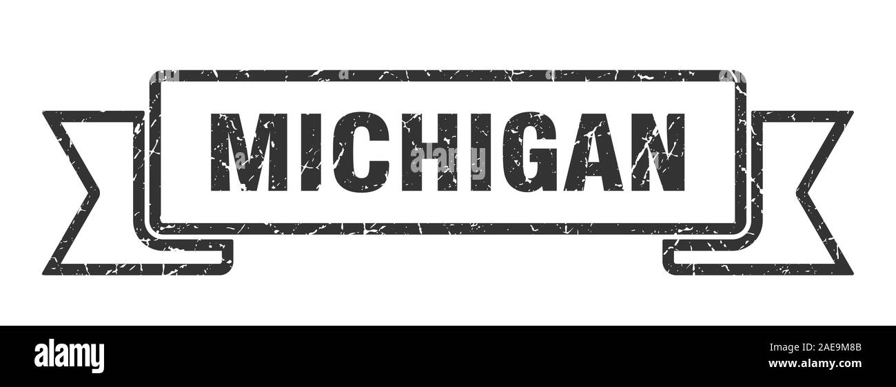 Michigan ribbon. Black Michigan grunge band sign Stock Vector Image ...