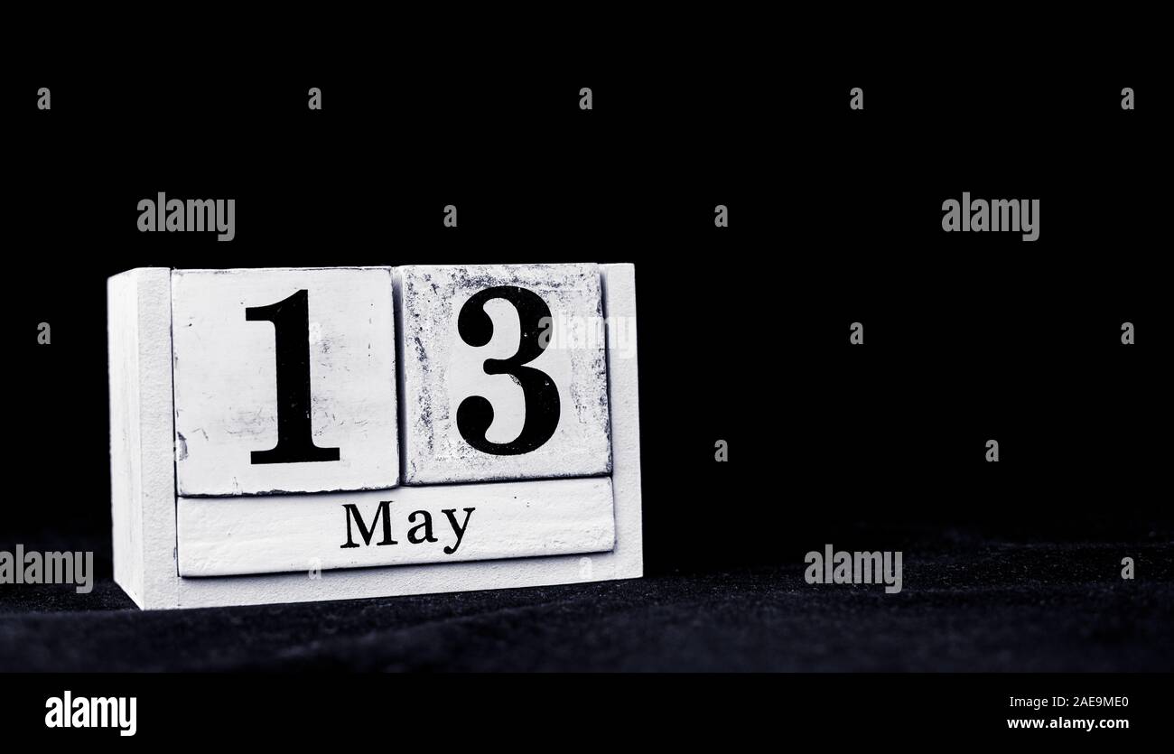 May 13th, Thirteenth of May, Day 13 of month May - vintage wooden white ...
