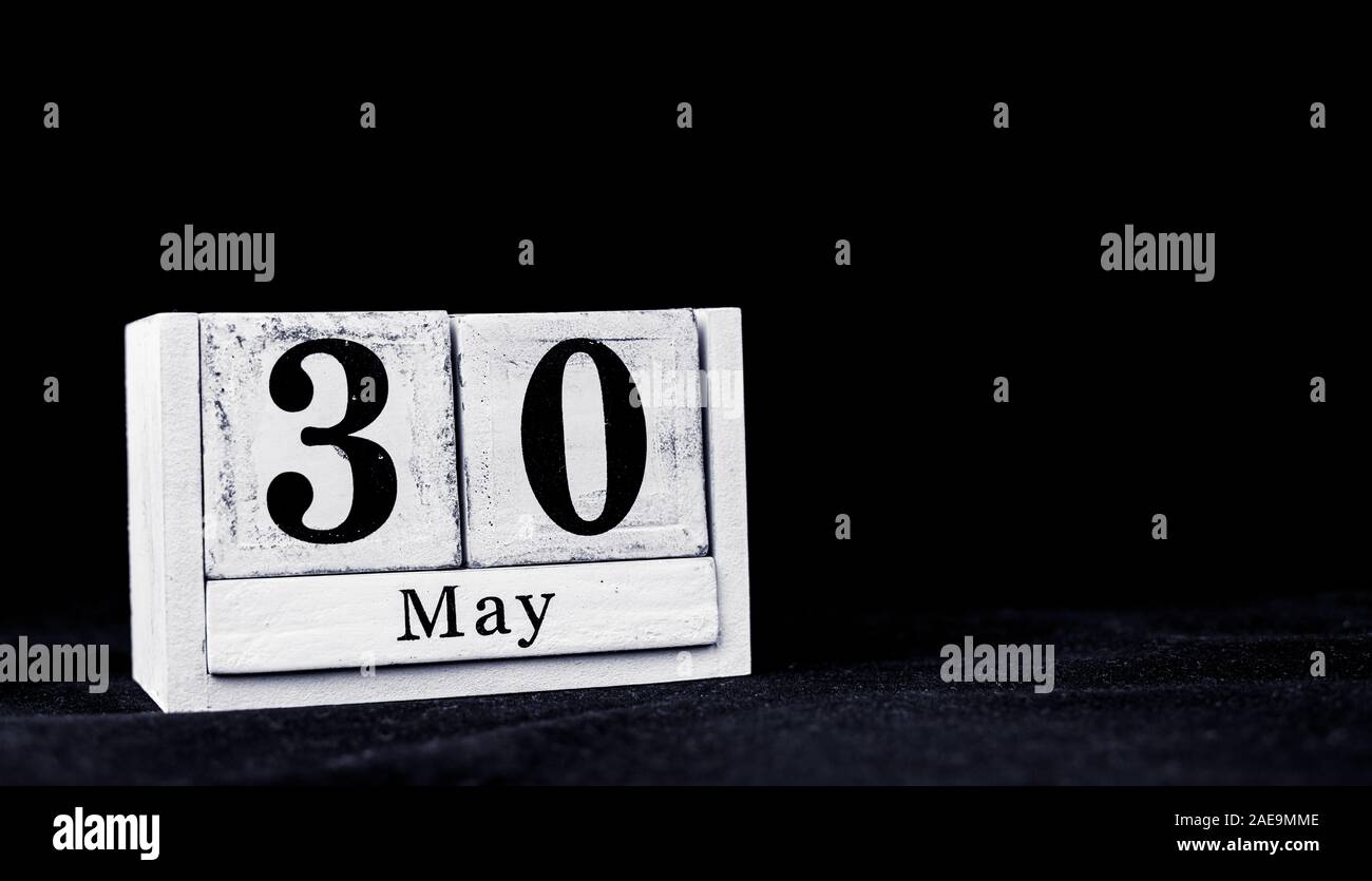 May 30th, Thirtieth of May, Day 30 of month May - vintage wooden white ...