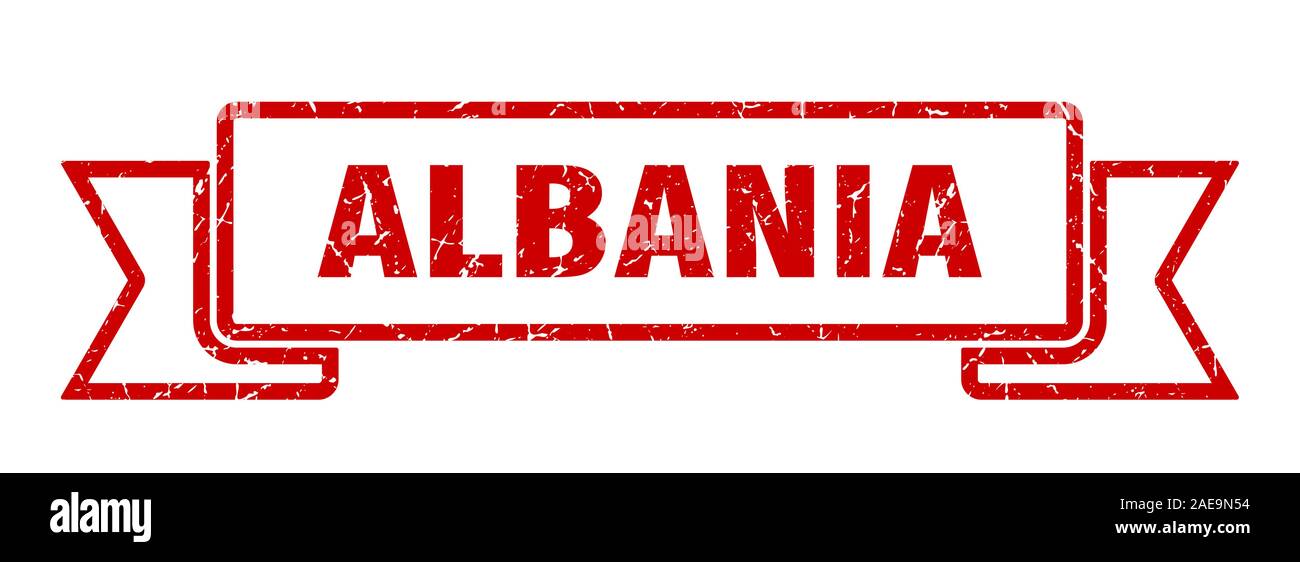 Albania ribbon. Red Albania grunge band sign Stock Vector Image & Art ...