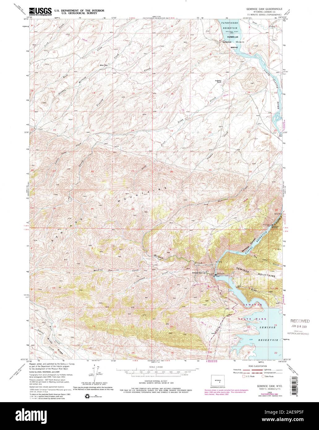 Map of seminoe hi-res stock photography and images - Alamy