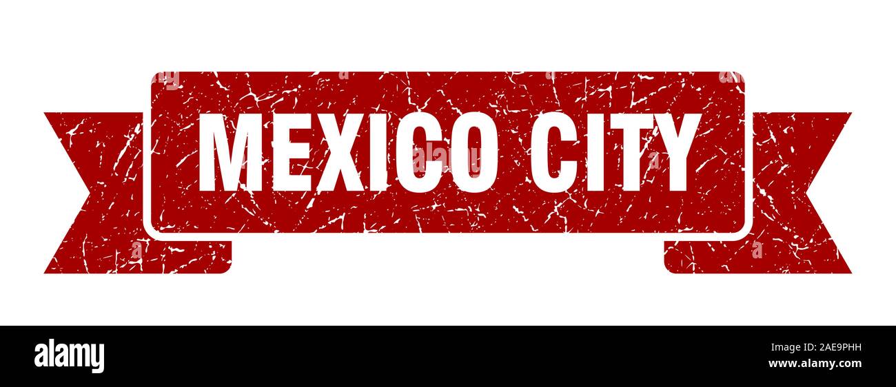 Mexico City ribbon. Red Mexico City grunge band sign Stock Vector Image ...